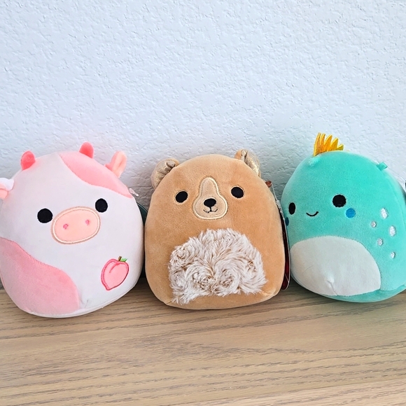 Squishmallows | Toys | 3 Squishmallows Set Lilaz Peach Cow Greta Bear ...